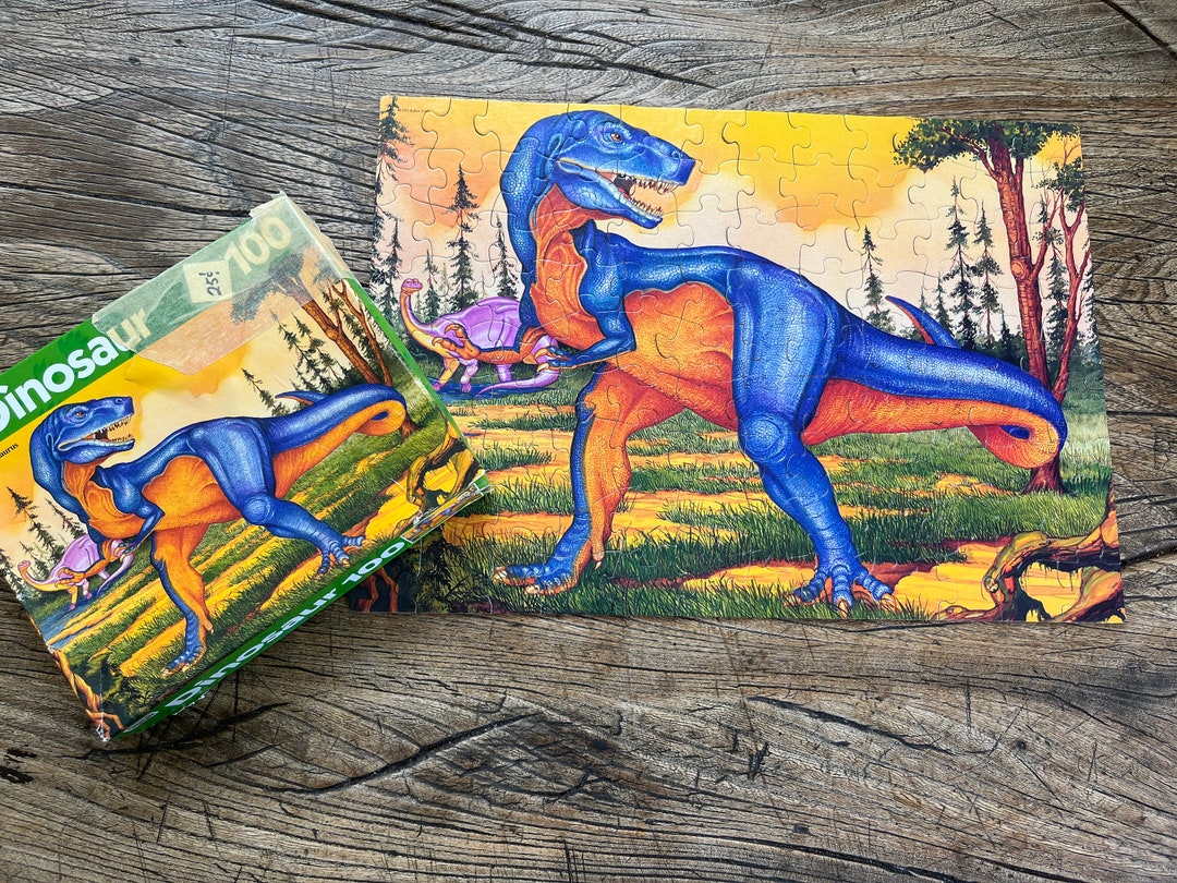 Vintage 1993 Dinosaurs 100pc JIGSAW PUZZLE Tyrannosaurus T-rex Roseart ...