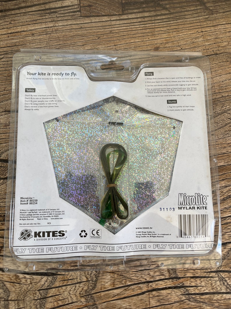 Rare Vintage Teenage Mutant Ninja Turtles TMNT Microlite Mylar Kite ...