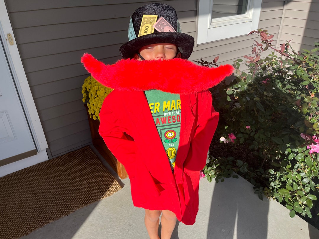 Rare Vintage 90's Three Piece Mr. Monopoly Hat, Huge Mustache, and ...