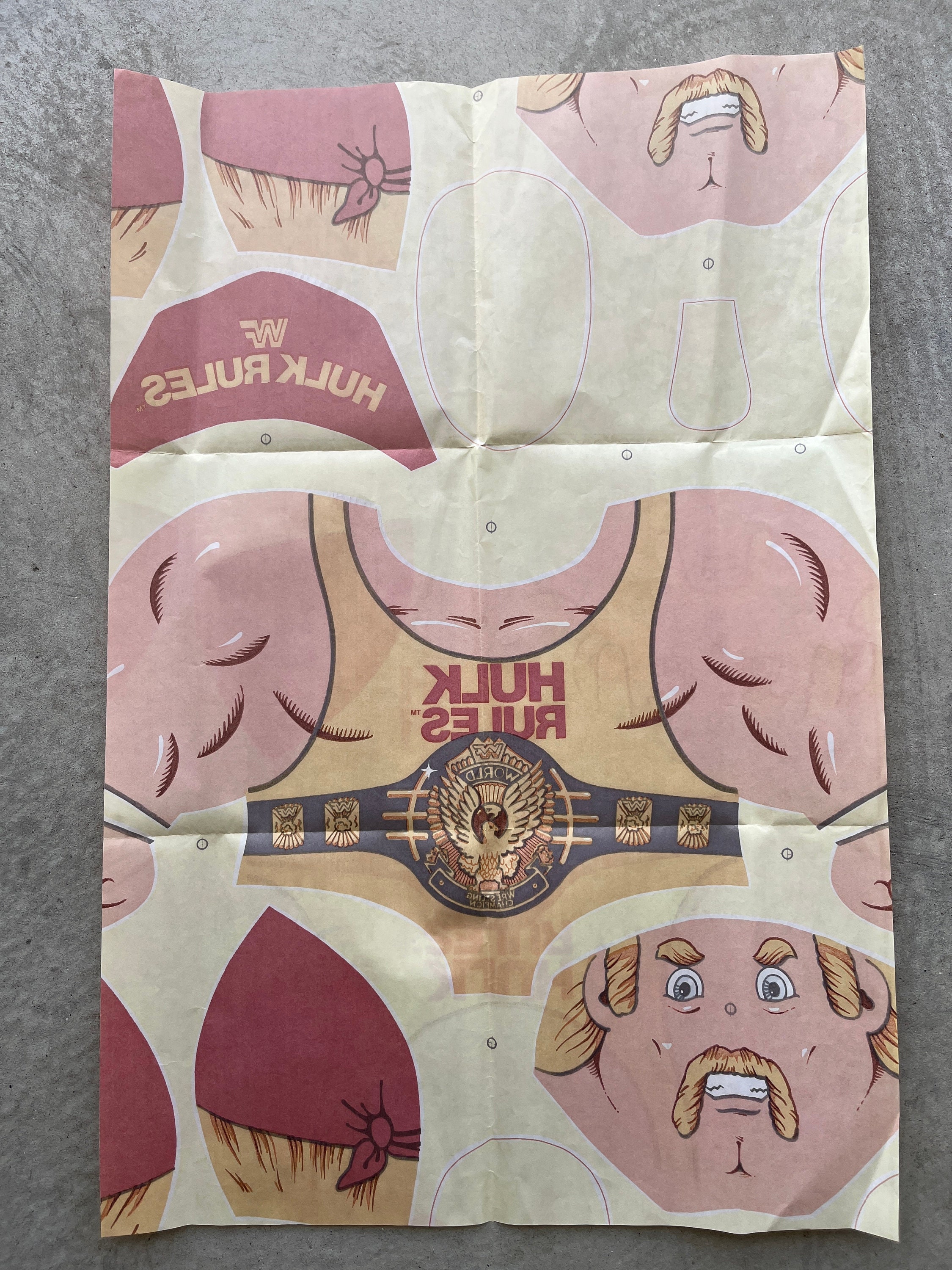 Vintage WWE Hulk Hogan Halloween Paper Cut Out Mask Costume, Wrapping ...