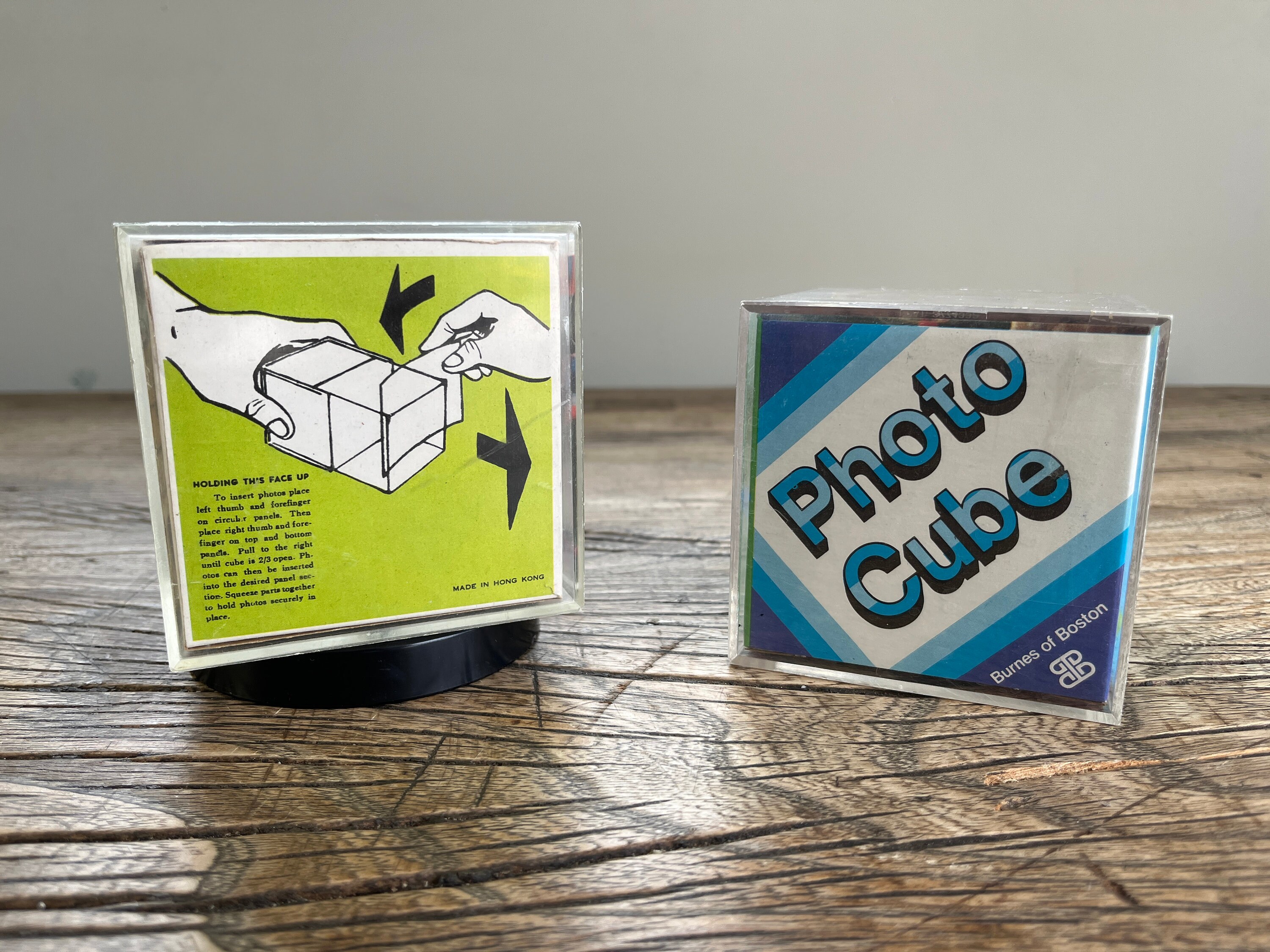 Vintage 60's Mid Century Mod Large Desktop Op Art Acrylic Photo Cubes ...