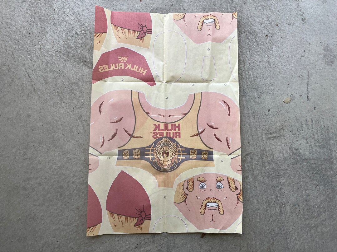 Vintage WWE Hulk Hogan Halloween Paper Cut Out Mask Costume, Wrapping ...