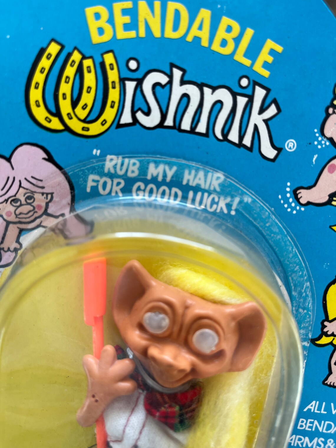 1980s NEW Bendable Wishnik Troll Doll Uneeda Yellow Hair 3" Golfer ...