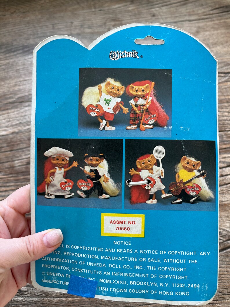 1980s NEW Bendable Wishnik Troll Doll Uneeda Yellow Hair 3" Golfer ...