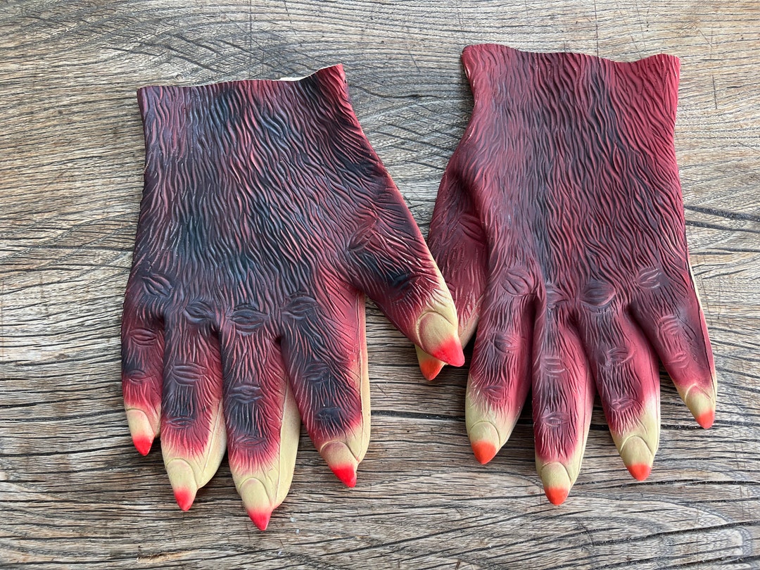 Rare Vintage Kids/adults Large Wolf Monster Halloween Hands Costume - Etsy