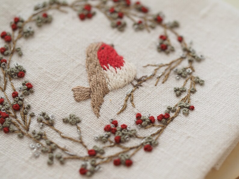Christmas Robin Wreath Mini Embroidery Kit - Etsy