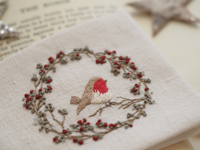 Christmas Robin Wreath Mini Embroidery Kit - Etsy