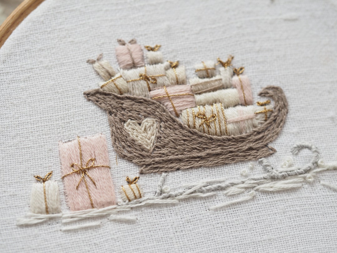 Christmas Sleigh With Presents Embroidery Kit - Etsy
