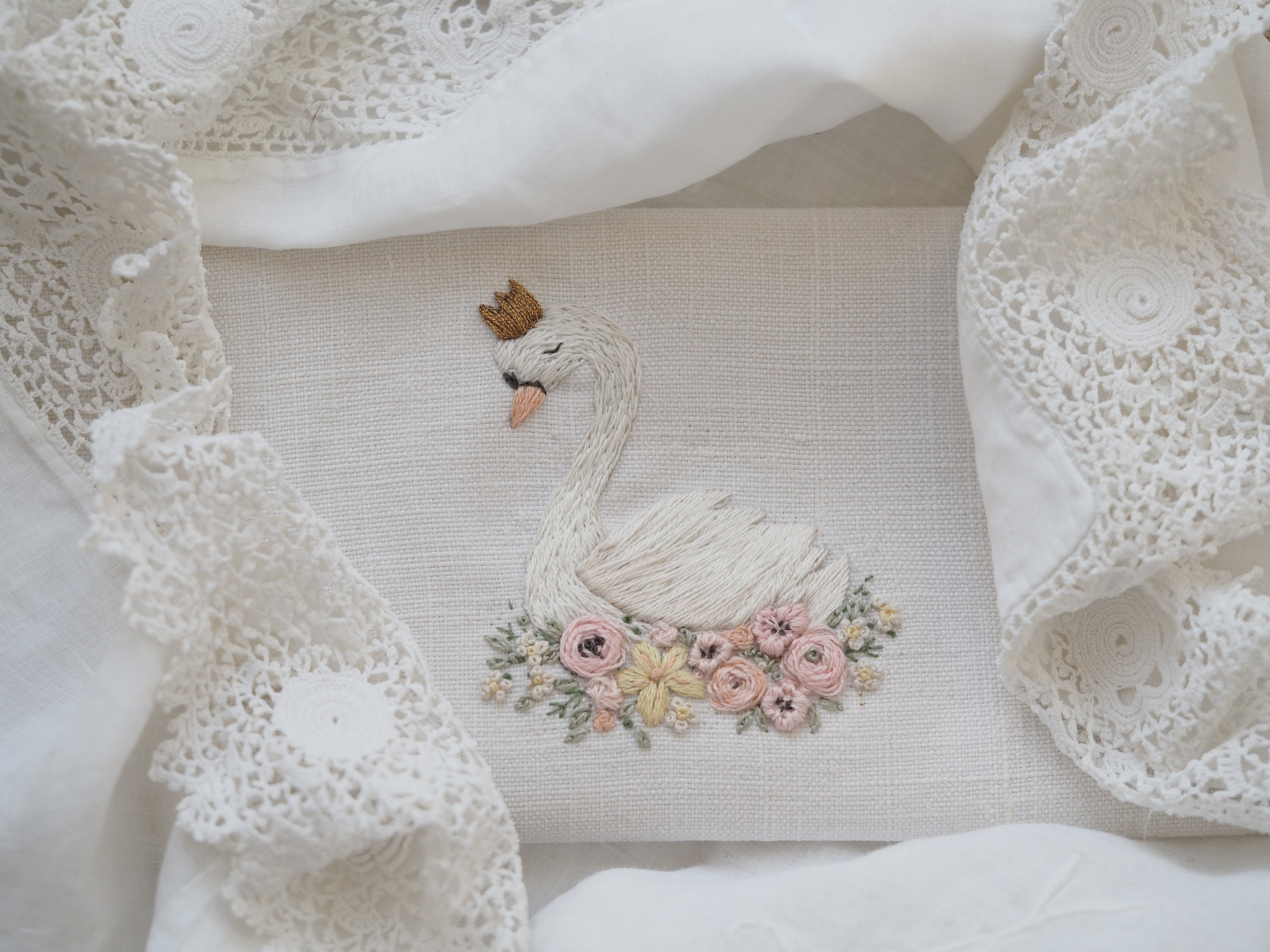 Swan With Flowers Embroidery Kit - Etsy