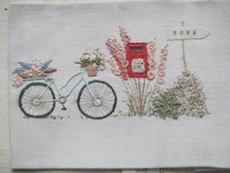 Bike With Flower Basket Embroidery Kit - Etsy