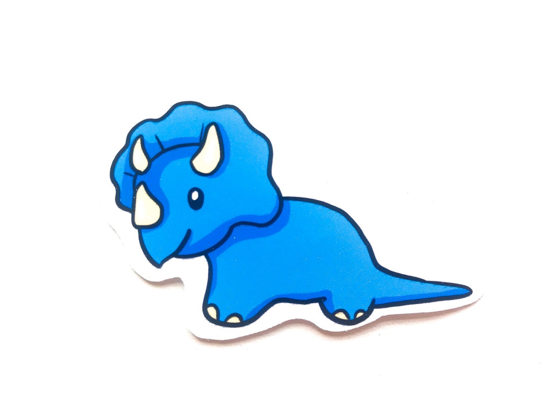 Blue Dinosaur Vinyl Sticker Cute Kawaii Illustration Animal Dinosaurs ...
