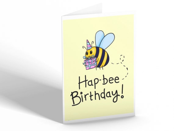 Hap-bee Birthday Handmade Card Happy Illustration Hand-drawn | Etsy