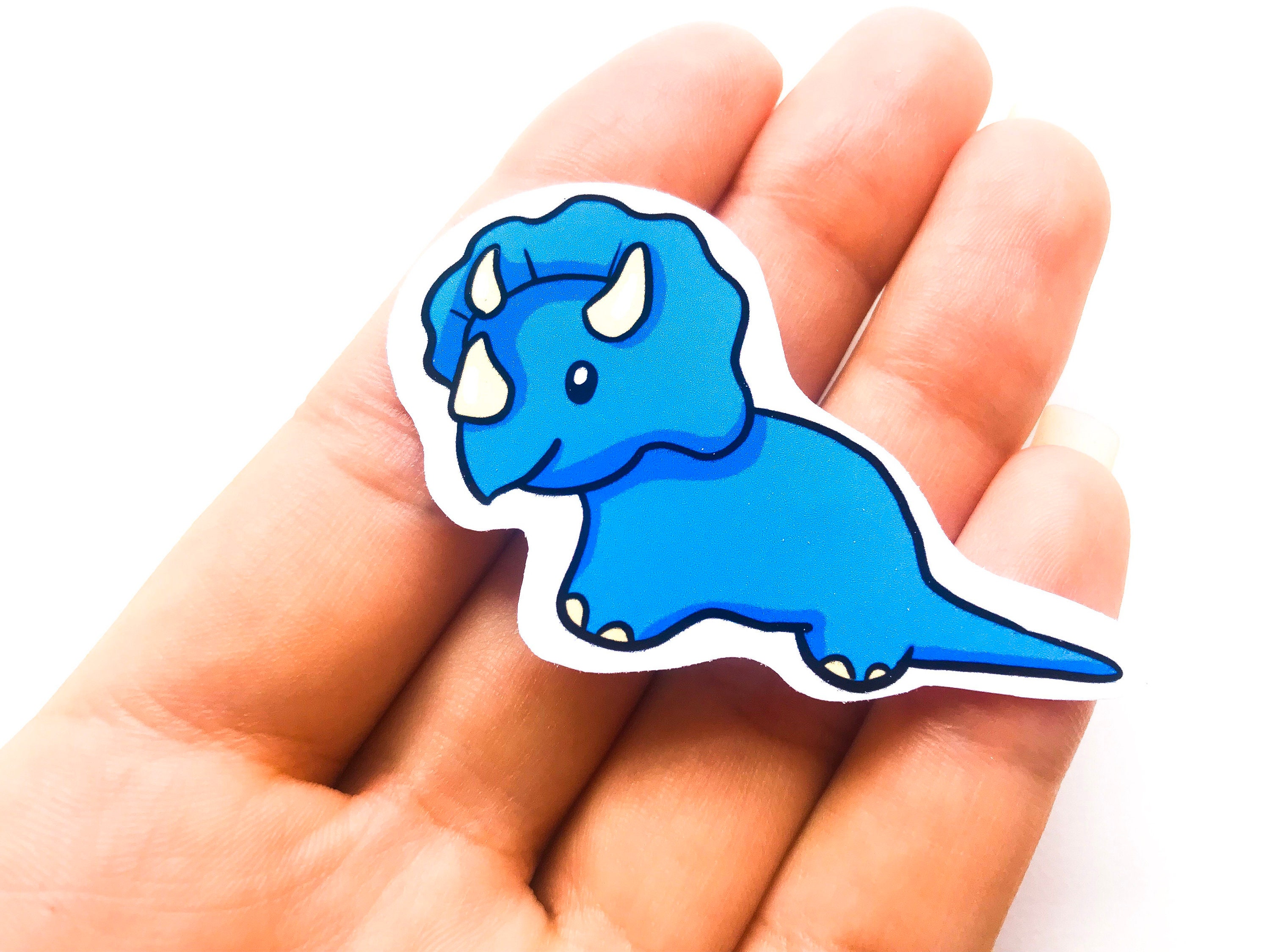 Blue Dinosaur Vinyl Sticker Cute Kawaii Illustration Animal | Etsy