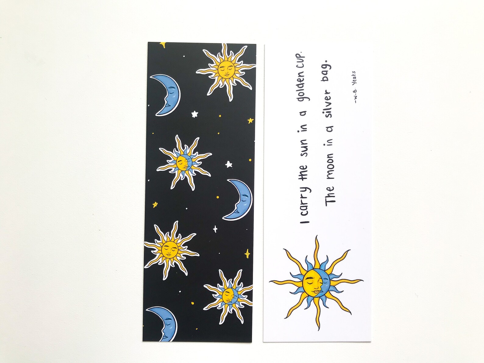 Sun and Moon Bookmarks Set of Two Illustration Kawaii Cute | Etsy