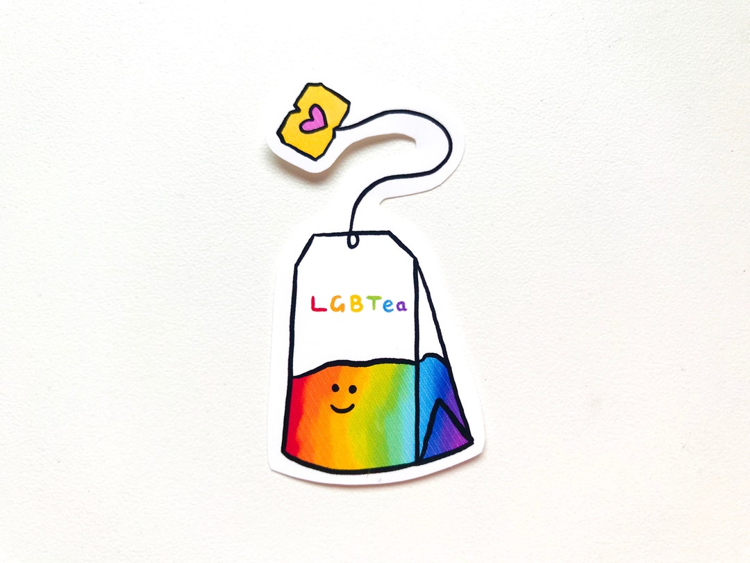 Lgbtea Vinyl Sticker Illustration Pun Funny Lgbtq+ Pride Artwork Tea ...