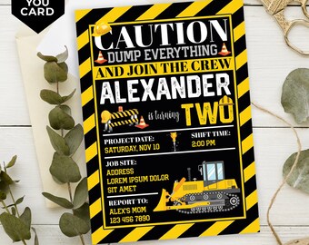 EDITABLE Construction Birthday Party Invitation Template - Etsy