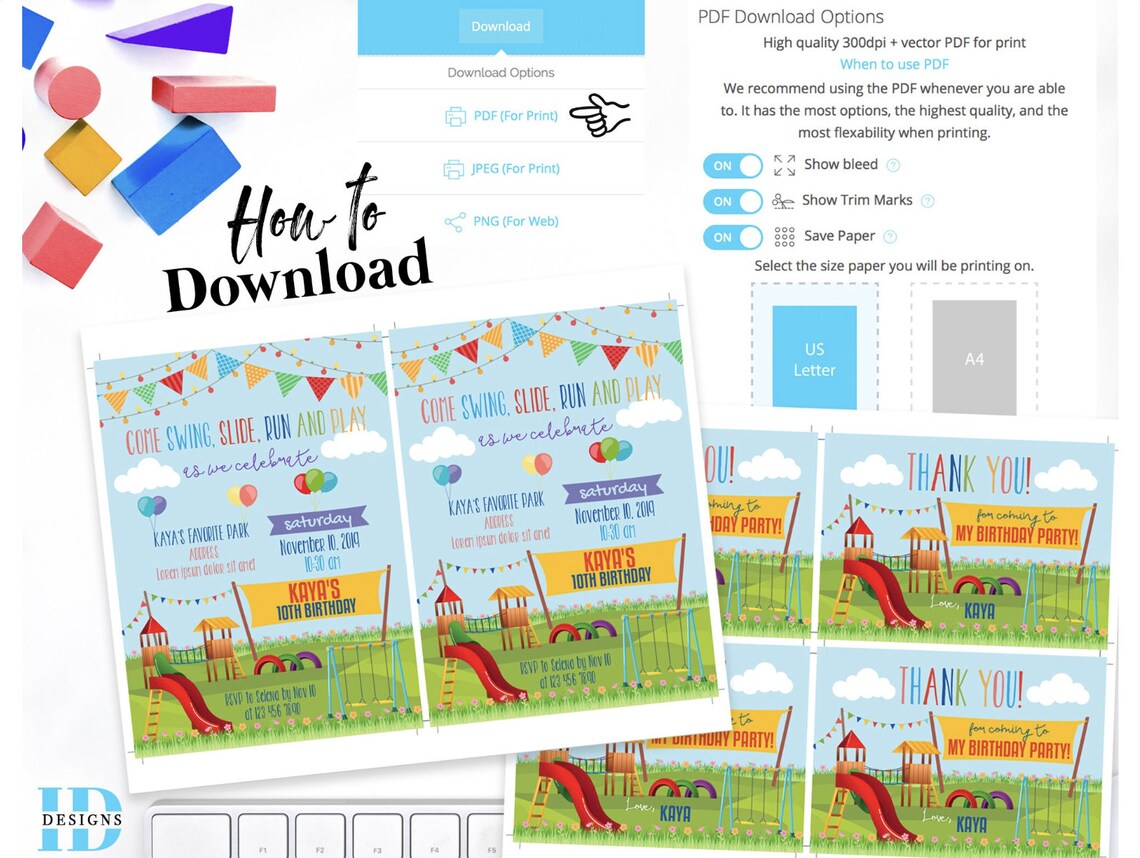 Playground Birthday Invitation EDITABLE, Park Birthday Party Invitation ...