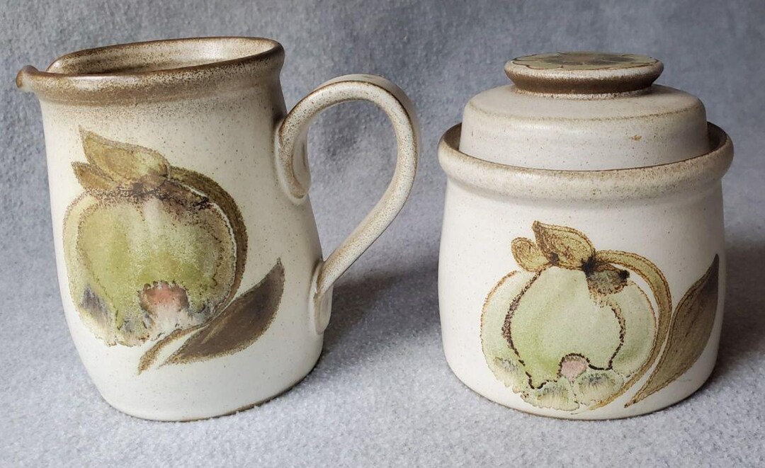 Vintage 70s Denby England Troubador Creamer & Sugar or Marmalade Bowl ...