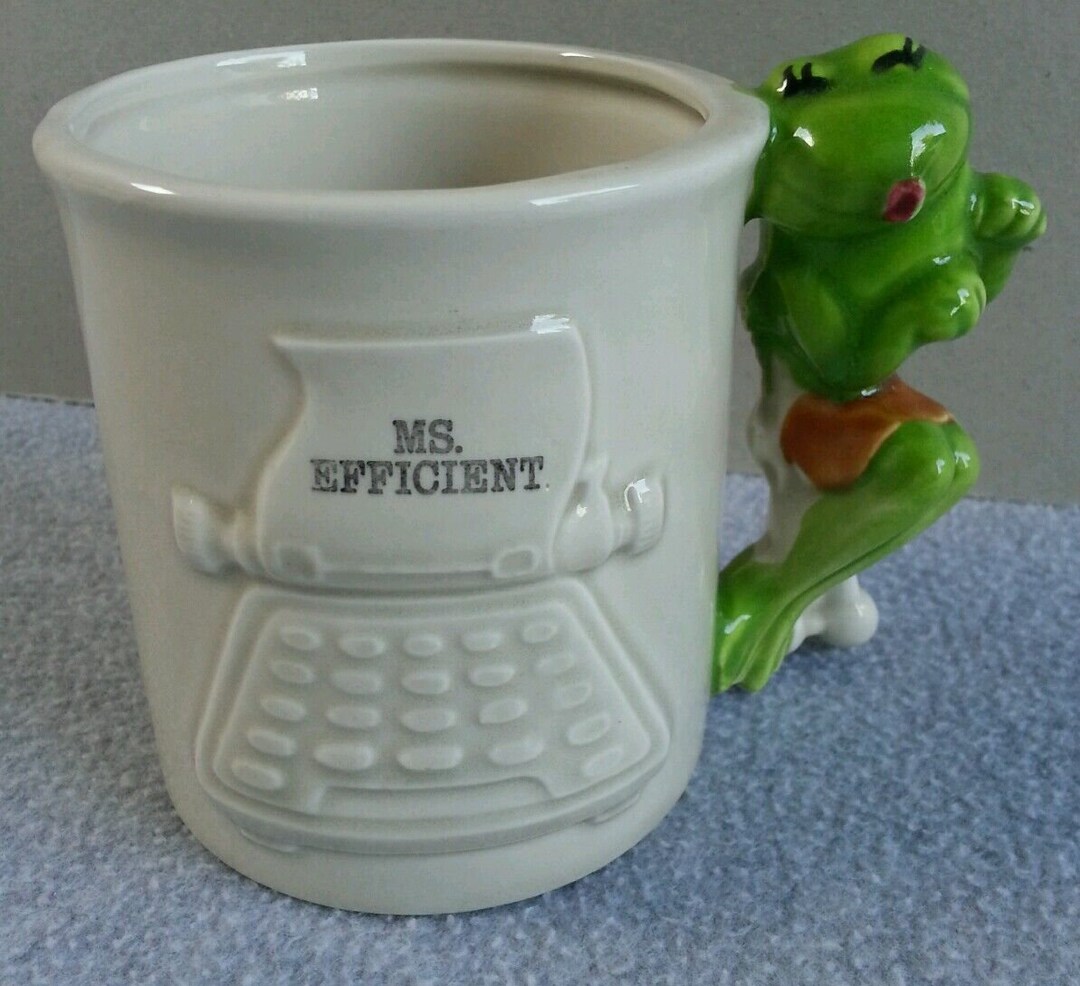 1980 Enesco Frog Ms Efficient Secretary Day Mug Pencil Holder Giftware ...