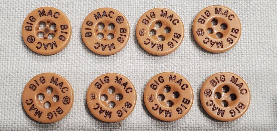 8 Big Mac Buttons Flannel Shirt Replacement Work JC Penneys Tan Brown ...