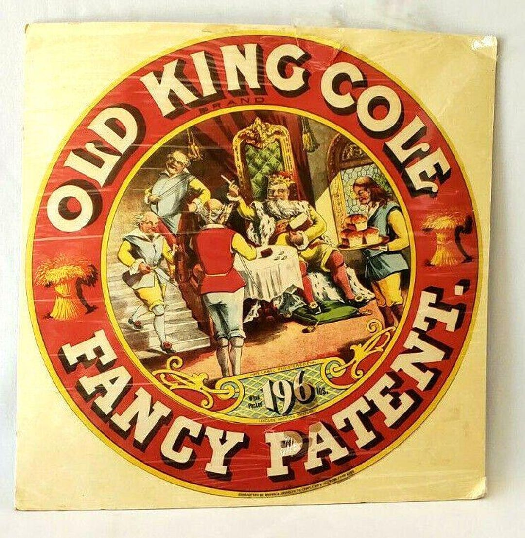 Old King Cole Flour Barrel Label Fancy Patent 16" Litho Brown ...