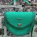 Women's Round Small Genuine Leather Shoulder Bag. Green Crossbody Bag ...