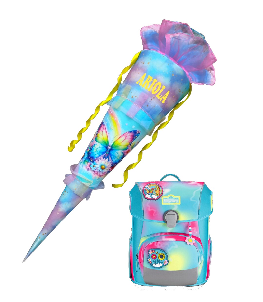 Personalized School Cone With Name Rainbow School Cone With Butterfly ...