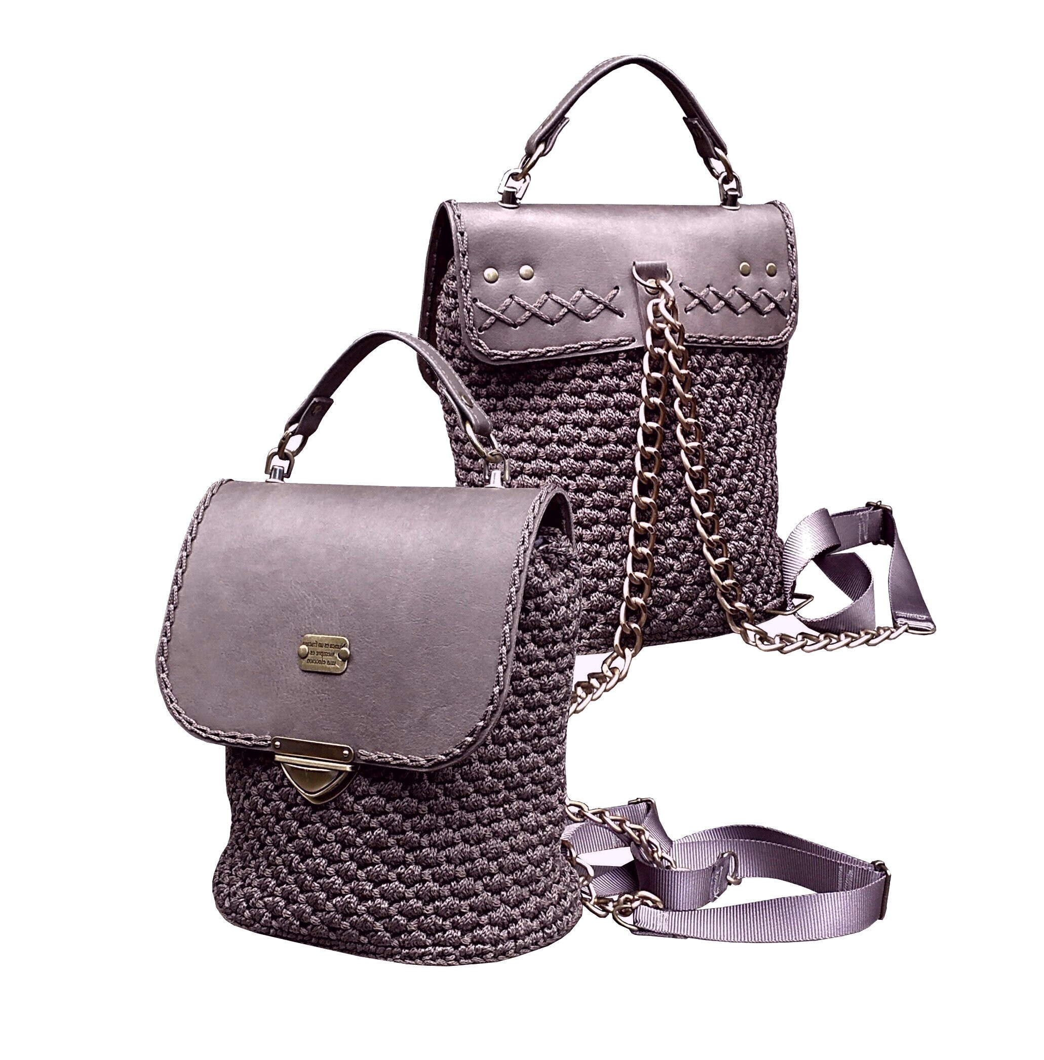 Dark Blue Mini Backpack With Chain.women's Bag With | Etsy