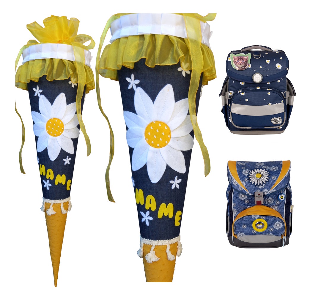 Personalized School Cone With Daisies & Name Handmade - Etsy