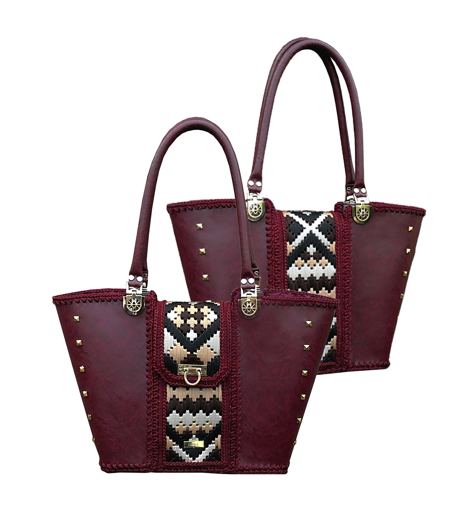 Women's Large Wine Red Leather Shoulder Bag With - Etsy