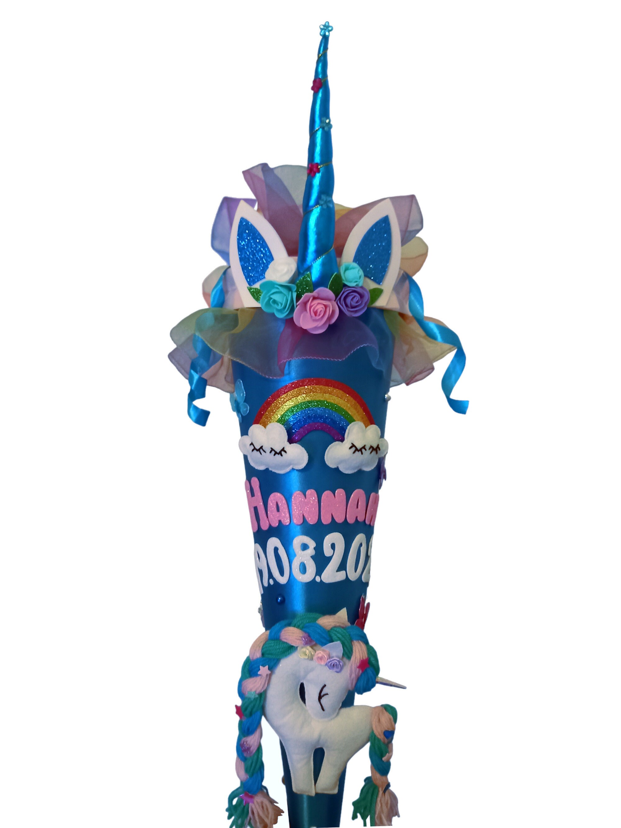 Unicorn School Cone 2025 – Handmade Fabric School Cone With 3D Unicorn ...