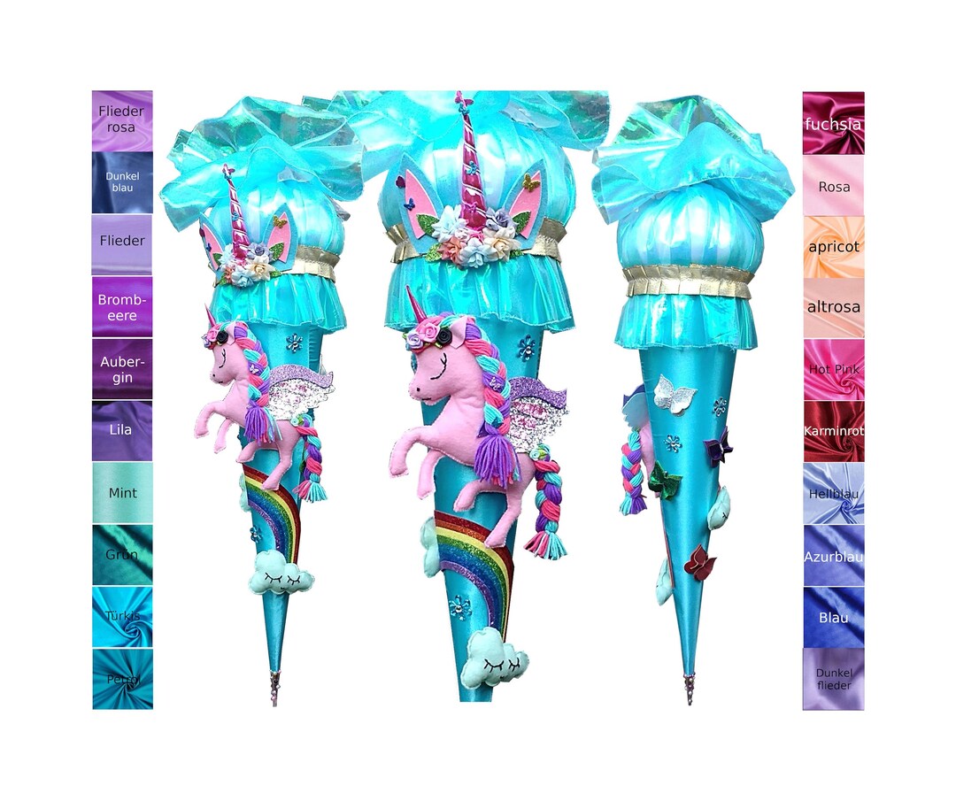 Unicorn School Cone 2025 – 3D Design & Rainbow – Personalized Unicorn ...