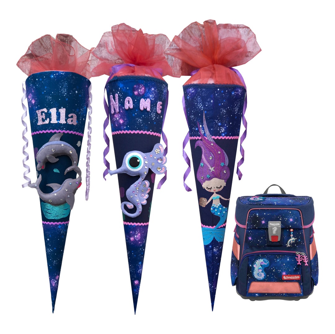 Personalized Mermaid & Dolphin School Cone | Matching Star Seahorse Zoe ...