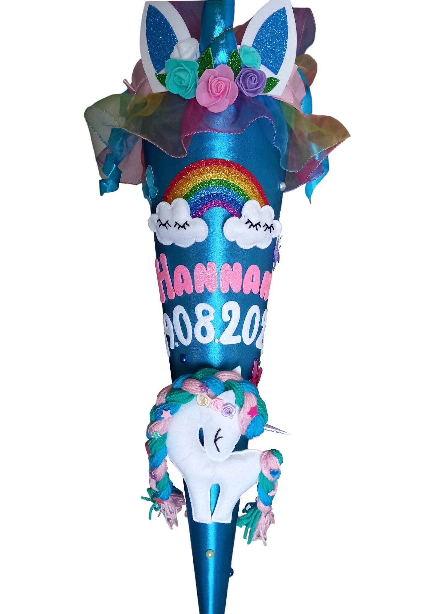 Unicorn School Cone 2025 – Handmade Fabric School Cone With 3D Unicorn ...