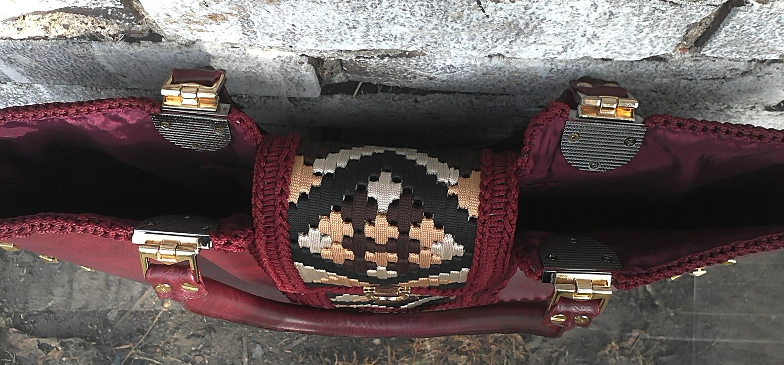 Women's Large Wine Red Leather Shoulder Bag With - Etsy