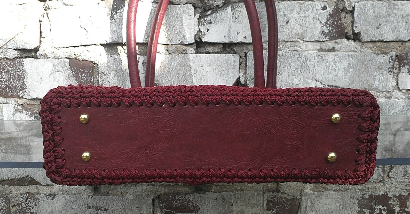 Women's Large Wine Red Leather Shoulder Bag With - Etsy