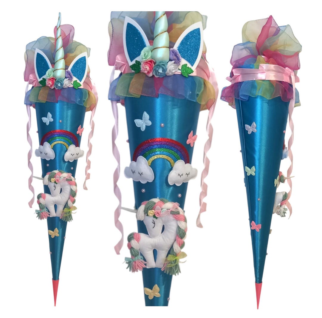 Unicorn School Cone 2025 – Handmade Fabric School Cone With 3D Unicorn ...