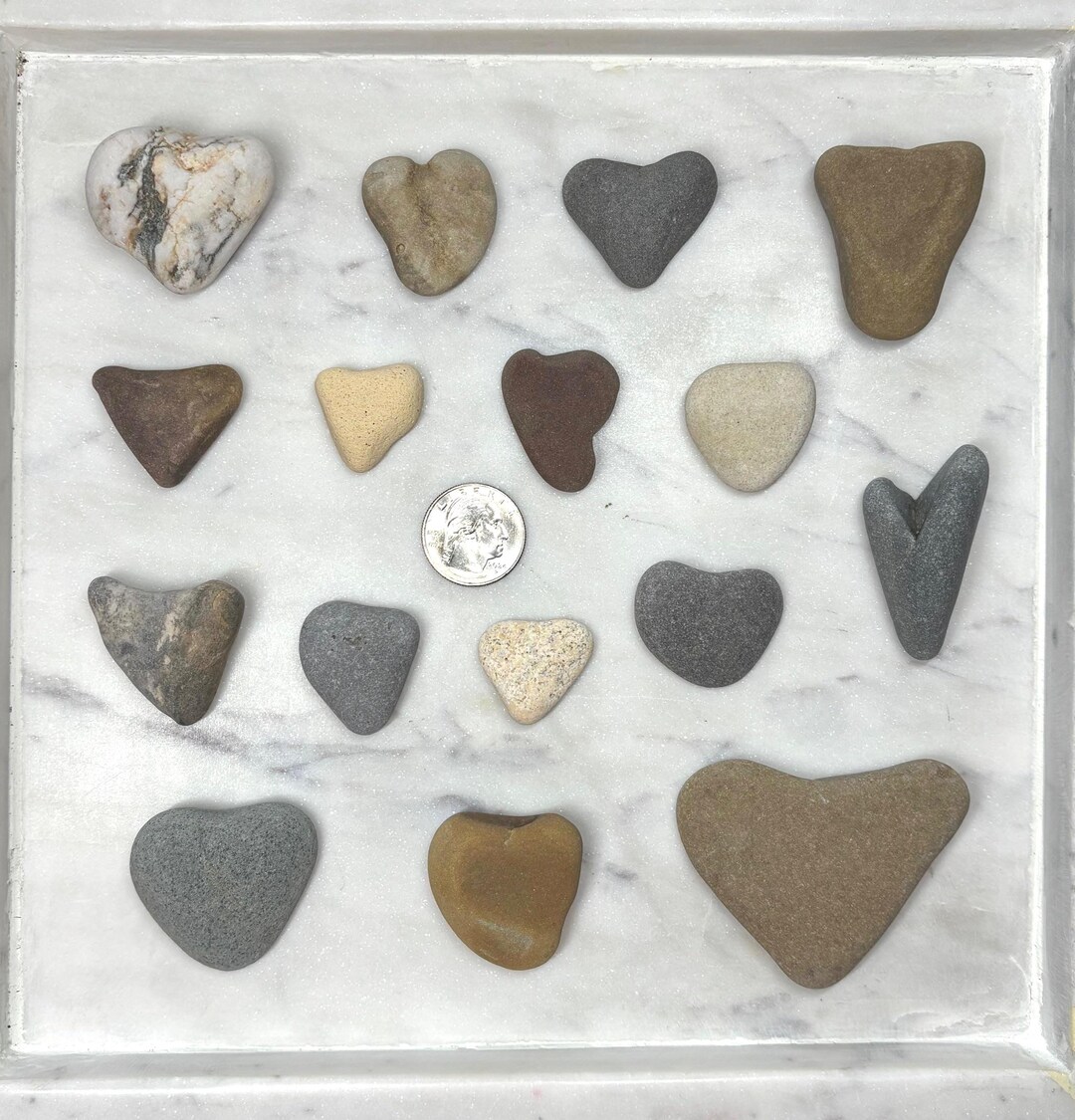 Heart Rocks From Lake Erie and Cape Cod, Heart-shaped Rocks, 16 Pieces ...