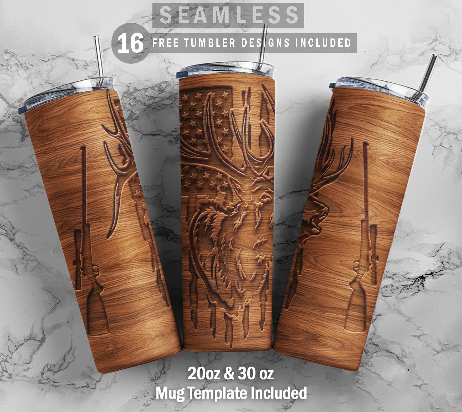 Elk Carved Wood, Skinny Tumbler 20oz 30oz Wrap, Mug Template 11oz ...