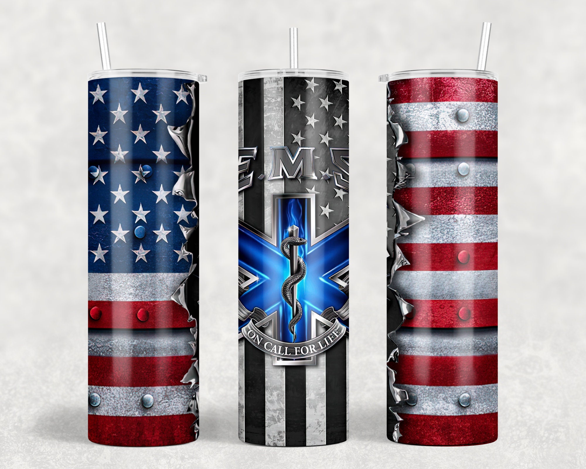 EMS American Paramedic USA Flag Skinny Tumbler 20oz 30oz Wrap, Mug ...