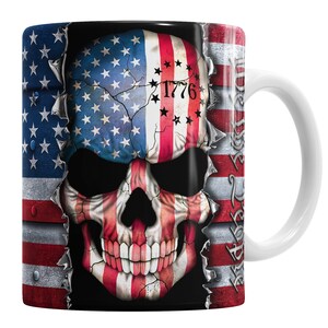 1776 Skull Patriotic American USA Flag, Skinny Tumbler 20oz 30oz Wrap ...