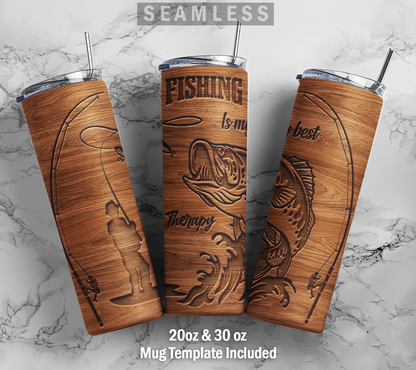 Fishing Skinny Tumbler 20oz 30oz Wrap Mug Template 11oz - Etsy