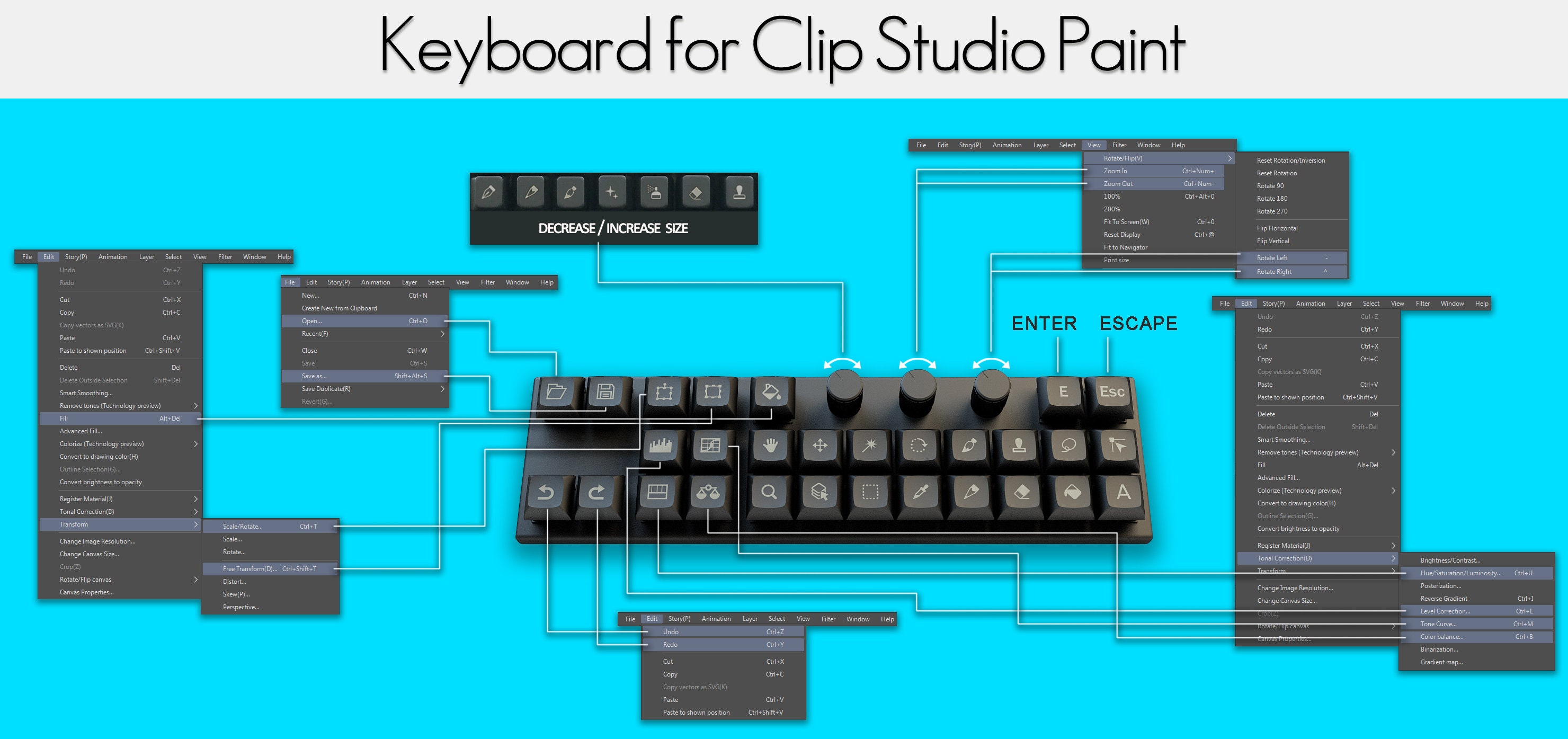Mechanical Keyboard for Photoshop and Clip Studio Paint - Etsy