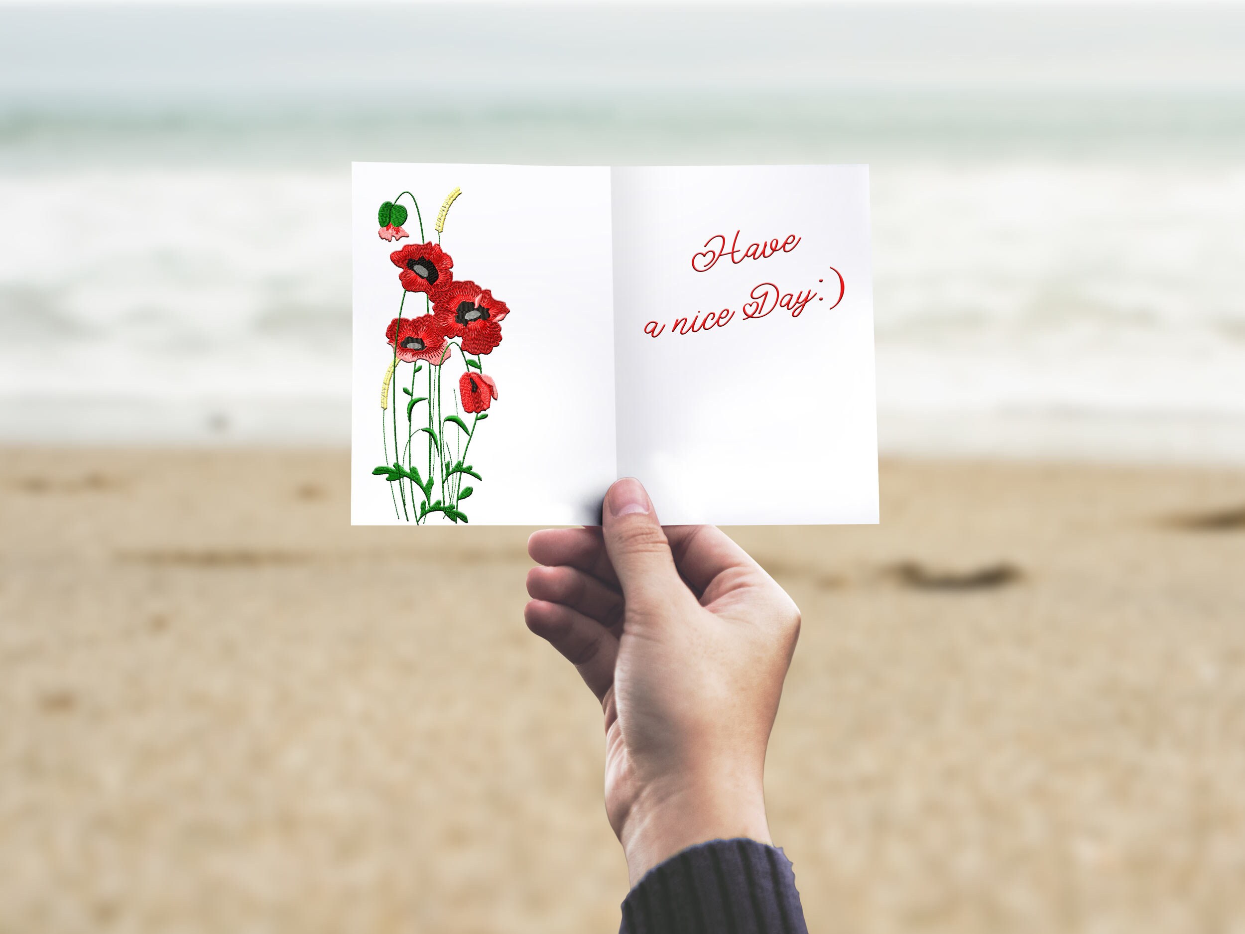 Poppies Printable Card. Red Flowers Note Blank. PNG, JPG Clipart - Etsy