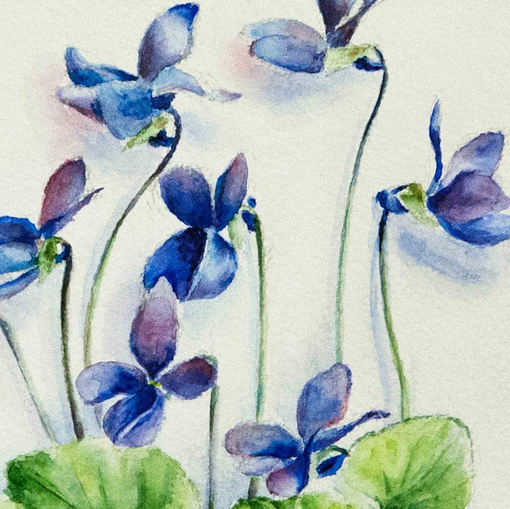 Watercolor Violet Flowers Card. Blue Flowers Note Blank. - Etsy