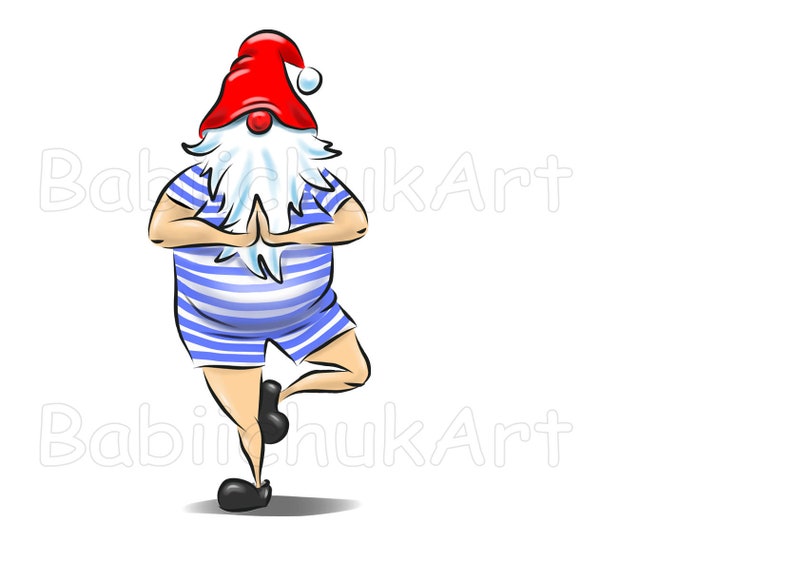 Gnome Yoga Vector PNG Clipart. Gnome Printable Postcard - Etsy