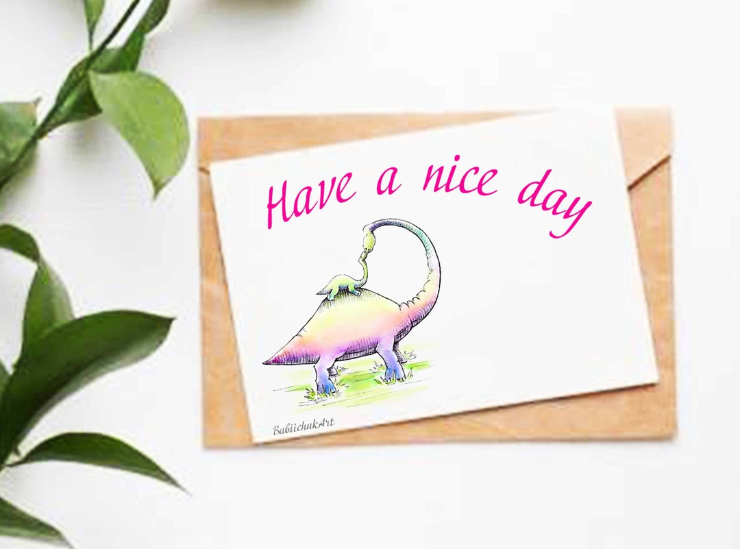 Watercolor Dinosaur Printable Blank Card, Greeting Card. PNG, JPG ...