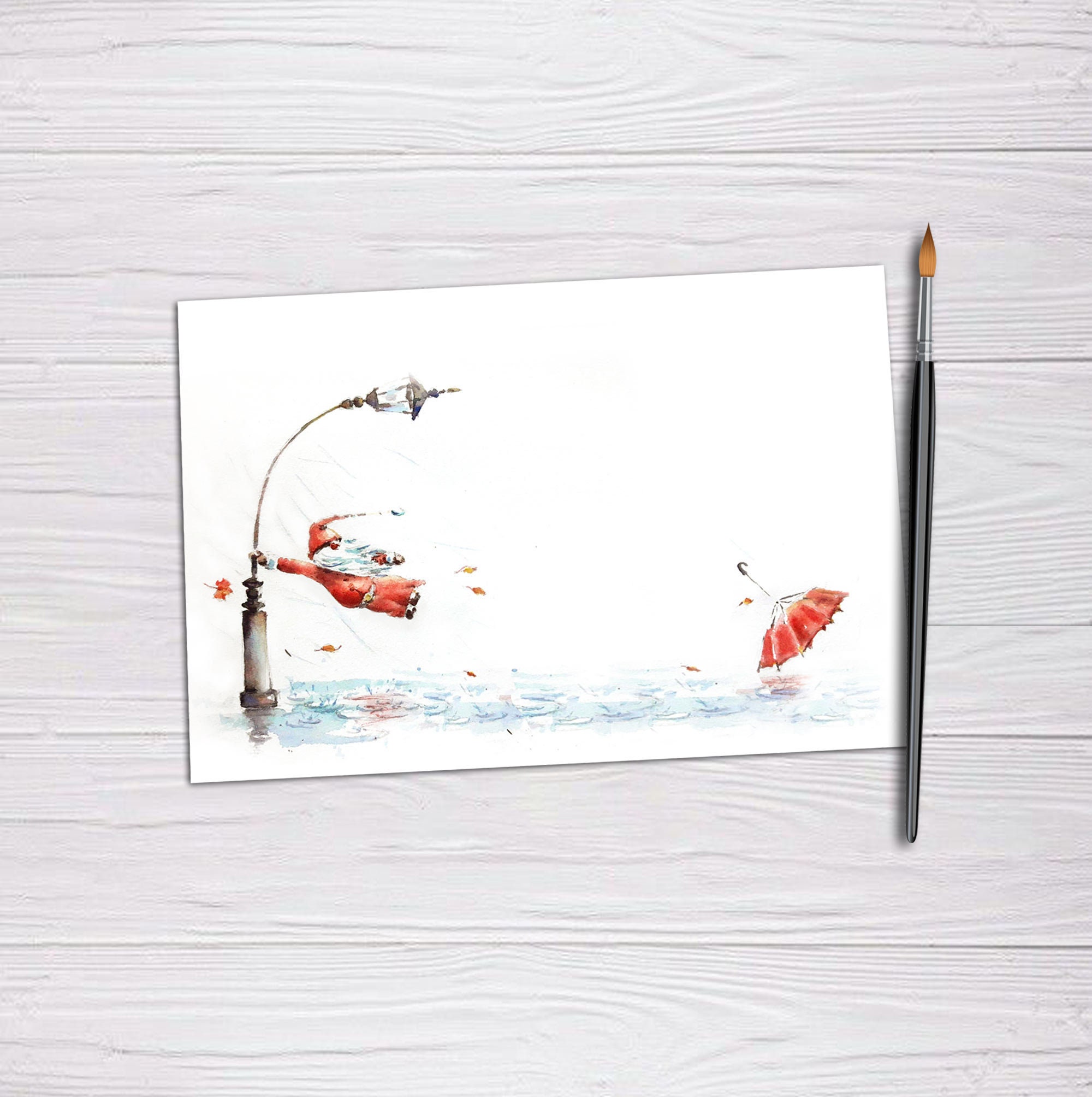 Gnome Christmas Printable Holiday Blank Card. Watercolor Gnome ...