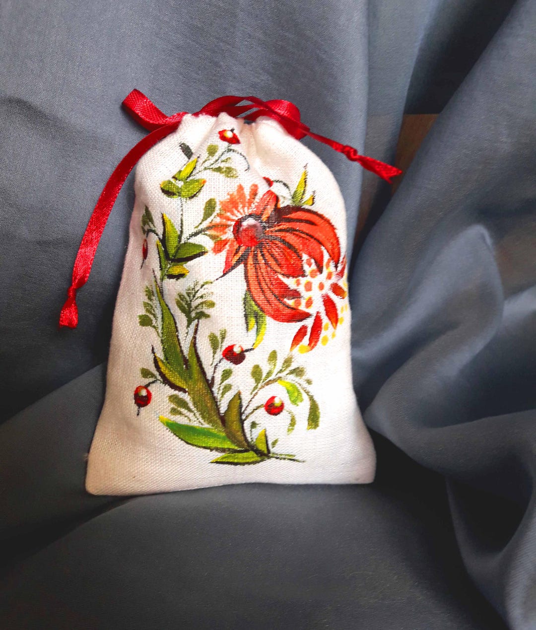 Flavor Linen Bags Hand Painted Petrikyvka. Empty Lavender Sachet Pouch ...