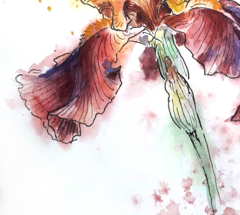 Watercolor Iris Flowers Printable Card. Iris Greeting Card - Etsy